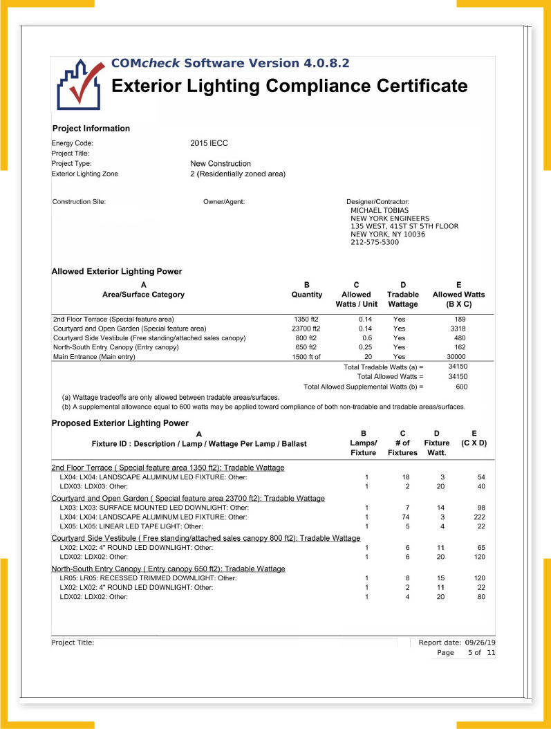 Lighting COMcheck | Electrical Code Compliance | NY Engineers